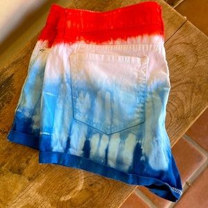 lei | Shorts | Tie Dye Red White Blue Patriotic Shorts Sz 7 New | Poshmark